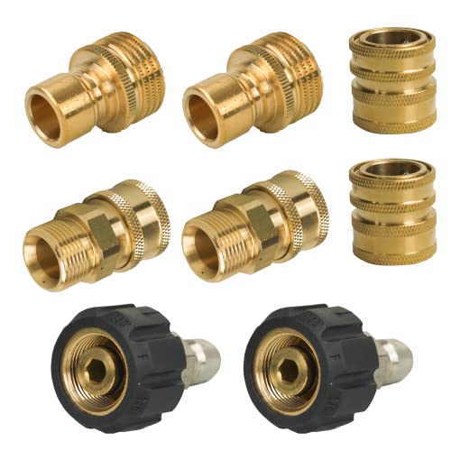 Xiny Tool Pressure Washer Adapter Set, Quick Disconnect Kit with M22 Metric Male Thread Quick Connector, M22 Swivel to 3/8'' Quick Connect, 3/4" to Quick Release, 8 Pack
