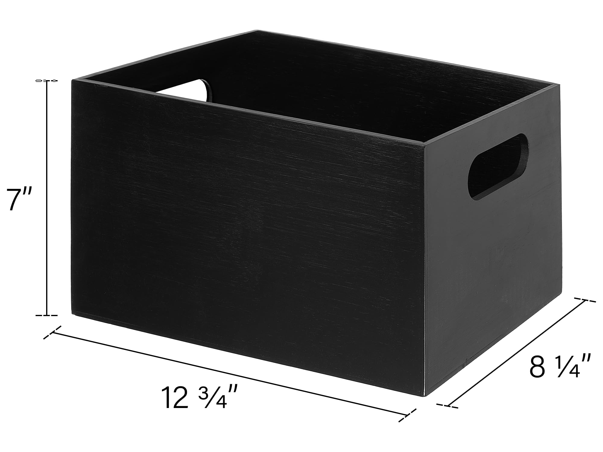 StorageWorks Bamboo Organizers for Shelves, Handcrafted Bamboo Storage Containers for Snacks, Spices, or Drinks, Black Wooden Crates with Built-in Handles, 2 Pack