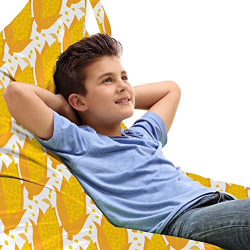 Ambesonne Cartoon Lounger Chair Bag, Natural Theme Milk Boiled Corns Pattern in Repeating Style on Plain Background, High Capacity Storage with Handle Container, Lounger Size, Orange Mustard
