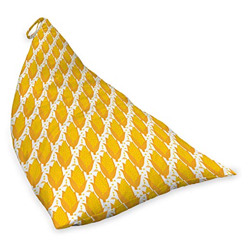 Ambesonne Cartoon Lounger Chair Bag, Natural Theme Milk Boiled Corns Pattern in Repeating Style on Plain Background, High Capacity Storage with Handle Container, Lounger Size, Orange Mustard