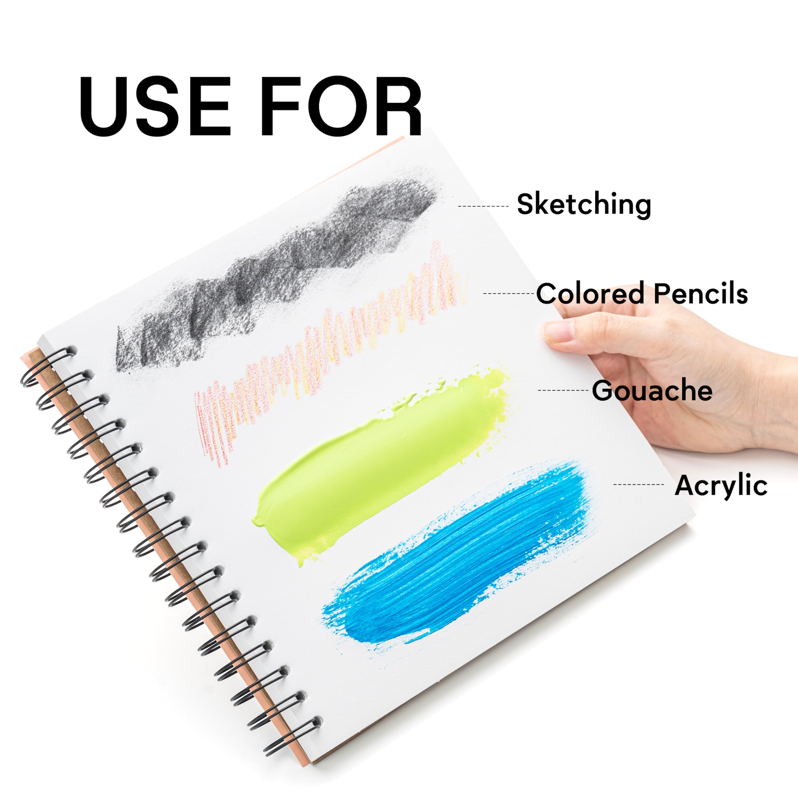 HIMI Gouache Pad 8.5X8.5''(98lb/160g) 50 Sheets Mix Paper Pad, Side Wire Bound, Fine Texture, in Gouache Acrylic Art Pad for Sketching, Ink Sketch Book, Art Supplies Drawing Pad Gift (Green)