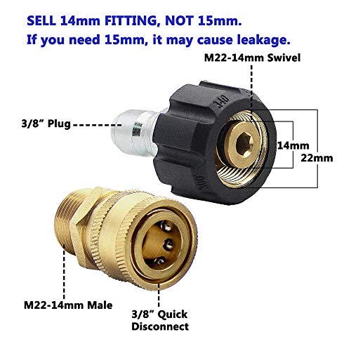 Xiny Tool Pressure Washer Adapter Set, Quick Disconnect Kit with M22 Metric Male Thread Quick Connector, M22 Swivel to 3/8'' Quick Connect, 3/4" to Quick Release, 8 Pack