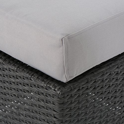 Christopher Knight Home Santa Rosa Outdoor 16" Wicker Ottoman Seat with Water Resistant Cushion, Grey / Silver