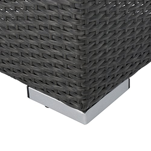 Christopher Knight Home Santa Rosa Outdoor 16" Wicker Ottoman Seat with Water Resistant Cushion, Grey / Silver