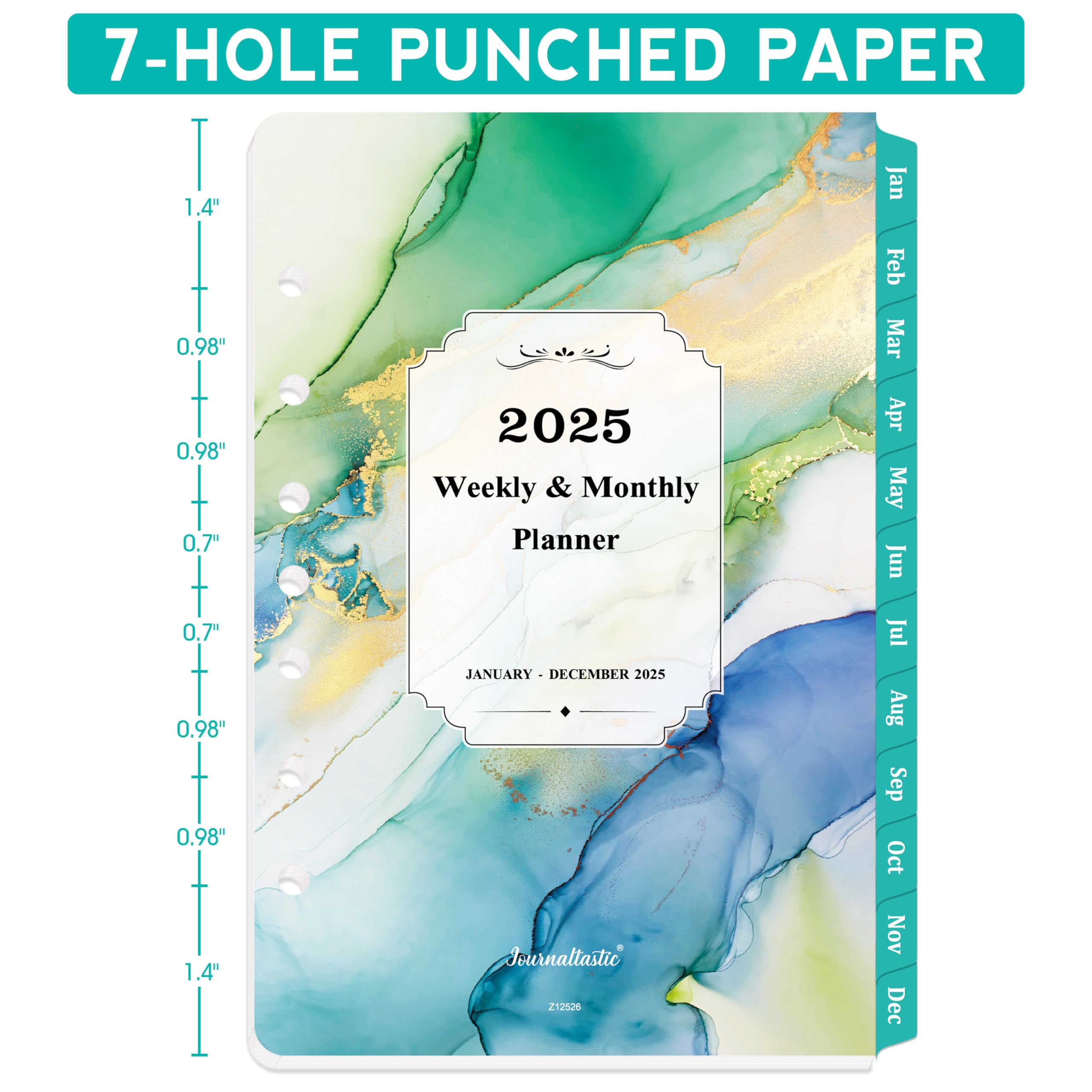 2024-2025 Planner Refills - Planner Refills, JUL 2024 - JUN 2025, A5 Planner Inserts, 5.5 x 8.5 inch, 7 Holes, 2024-2025 Weekly & Monthly Planner Refills, A5 Planner Refills - Green