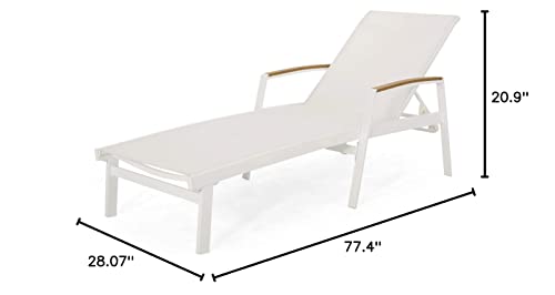Christopher Knight Home Teresa Outdoor Aluminum Chaise Lounge with Mesh Seating (Set of 2), White