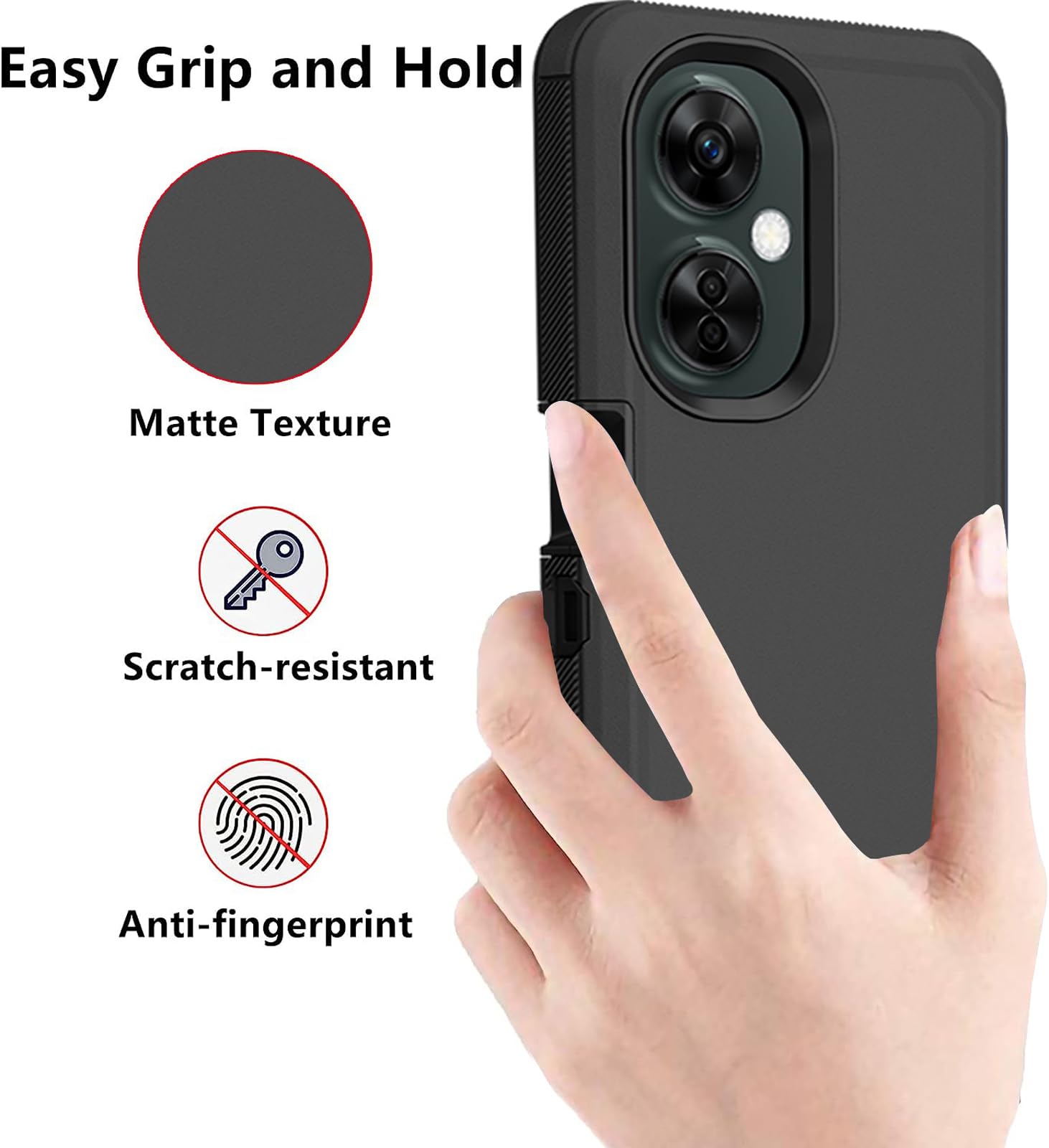 AZSXLG for Oneplus Nord N30 5G Case, Defender Case Heavy Duty Shockproof Dustproof 3 in 1 Rugged Protective Phone Cover for Oneplus Nord N30/ CE 3 Lite 5G (Black, N30)