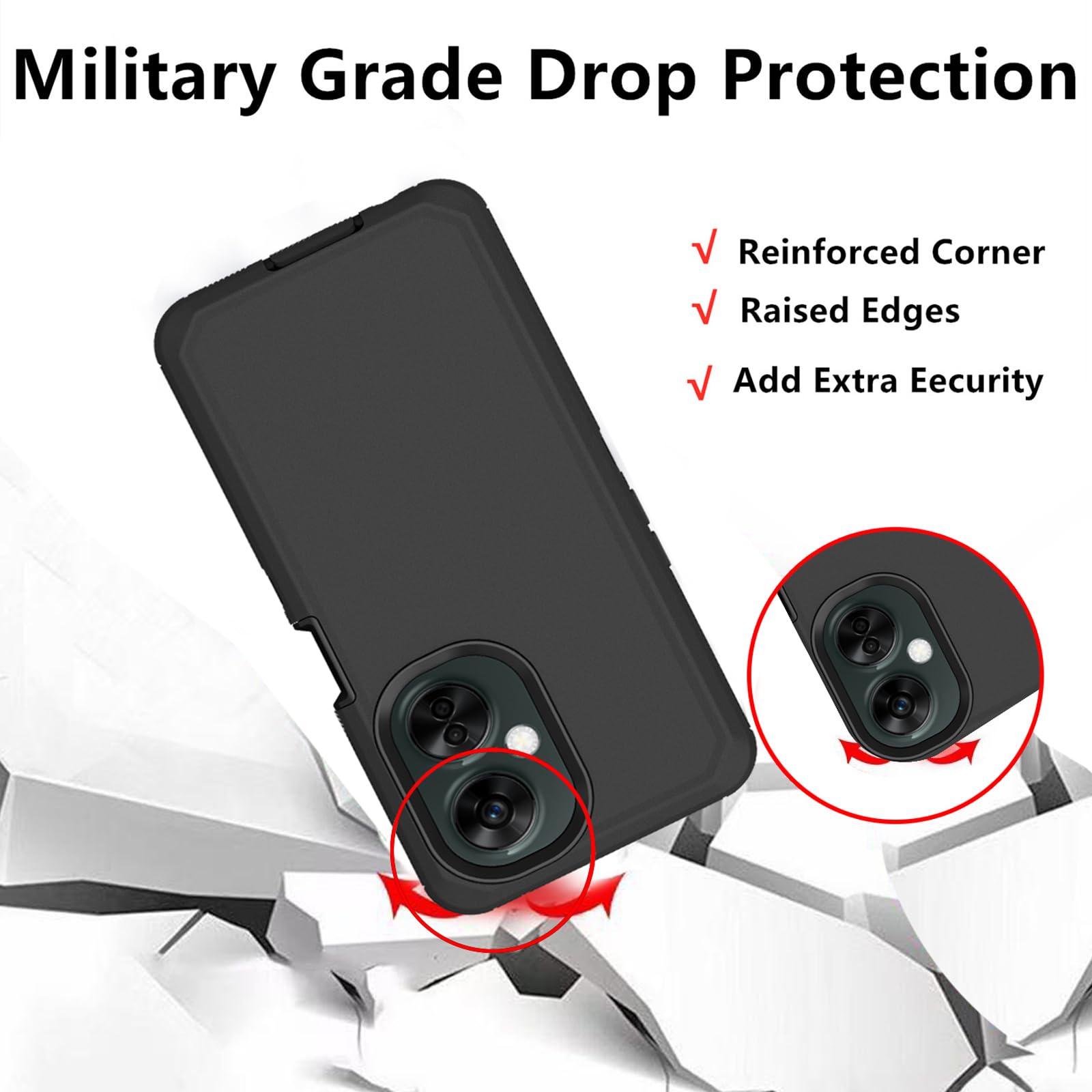 AZSXLG for Oneplus Nord N30 5G Case, Defender Case Heavy Duty Shockproof Dustproof 3 in 1 Rugged Protective Phone Cover for Oneplus Nord N30/ CE 3 Lite 5G (Black, N30)