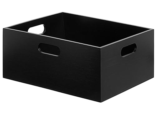 StorageWorks Bamboo Organizers for Shelves, Handcrafted Bamboo Storage Containers for Snacks, Spices, or Drinks, Black Wooden Crates with Built-in Handles, Jumbo, 1 Pack