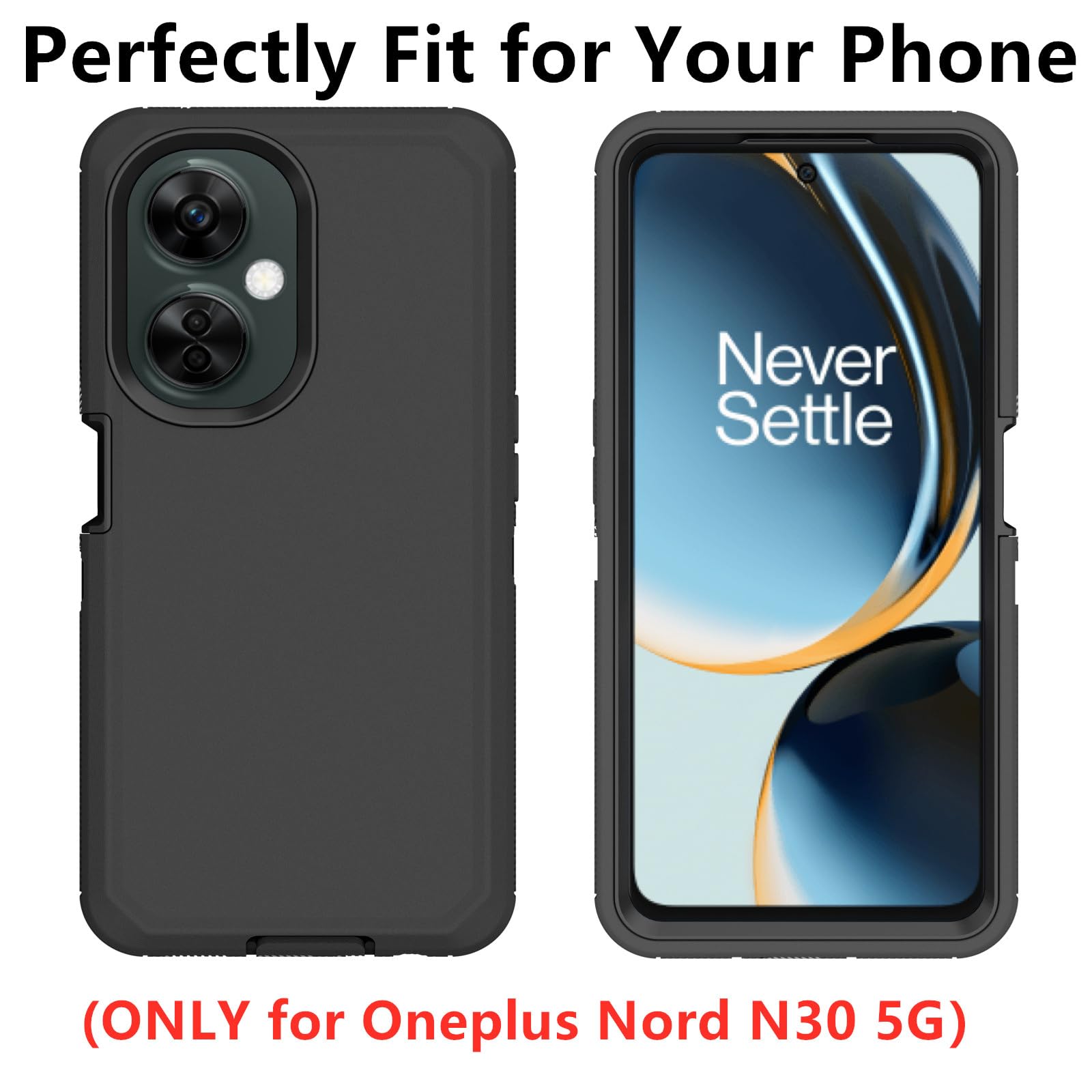 AZSXLG for Oneplus Nord N30 5G Case, Defender Case Heavy Duty Shockproof Dustproof 3 in 1 Rugged Protective Phone Cover for Oneplus Nord N30/ CE 3 Lite 5G (Black, N30)
