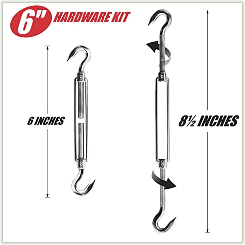 ColourTree Tensioning Ratchet Winch Square/Rectangle Sun Shade Sail Canopy Cable Wire Rope Installation Kit