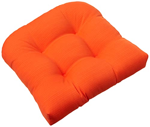 Pillow Perfect Pompeii Solid Indoor/Outdoor Wicker Patio Seat Cushion Reversible, Weather and Fade Resistant, Round Corner - 19" x 19", Orange, 2 Count