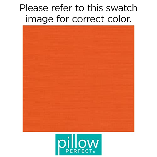 Pillow Perfect Pompeii Solid Indoor/Outdoor Wicker Patio Seat Cushion Reversible, Weather and Fade Resistant, Round Corner - 19" x 19", Orange, 2 Count
