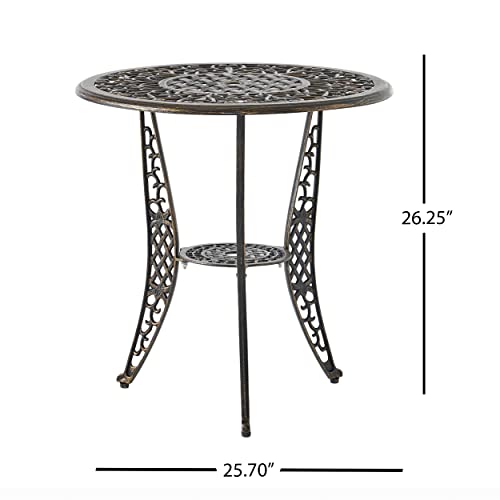Christopher Knight Home Cole Outdoor Cast Aluminum Bistro Set, 3-Pcs Set, Bronze