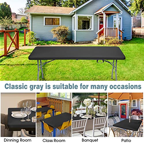 3 Pieces Spandex Tablecloth Stretch Fitted Tablecloth Polyester Fitted Picnic Table Cover Washable Folding Table Cover Rectangle Tablecloth with Elastic for Picnic Party(Black,72 x 30 x 30 Inch)