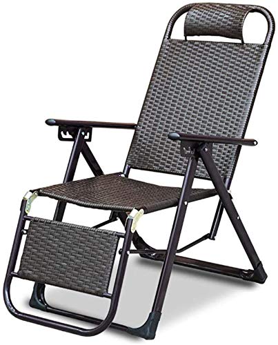XZGDEN Lightweight Folding Deck Chair Rattan Chair Folding Sun Lounger Outdoor Leisure Home Beach Chair 178x47x26cm Sun Lounger Garden Chairs (Color : As Shown, Size : 178x47x26cm)