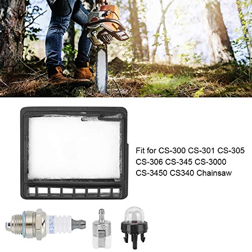 Chainsaw Air Filter Fuel Filter with Sparking Plug Primer Bulb for Echo CS-300 CS-301 CS-305 CS-306 CS-345 CS-3000 CS-3450 CS340 Chainsaw