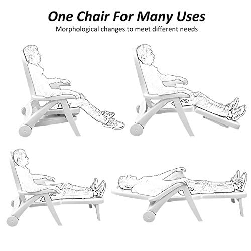 RELAX4LIFE Lounge Chair for Outside Patio Pool Beach W/Wheels and Armrests 5 Adjustable Position Reclining Chaise Lounge