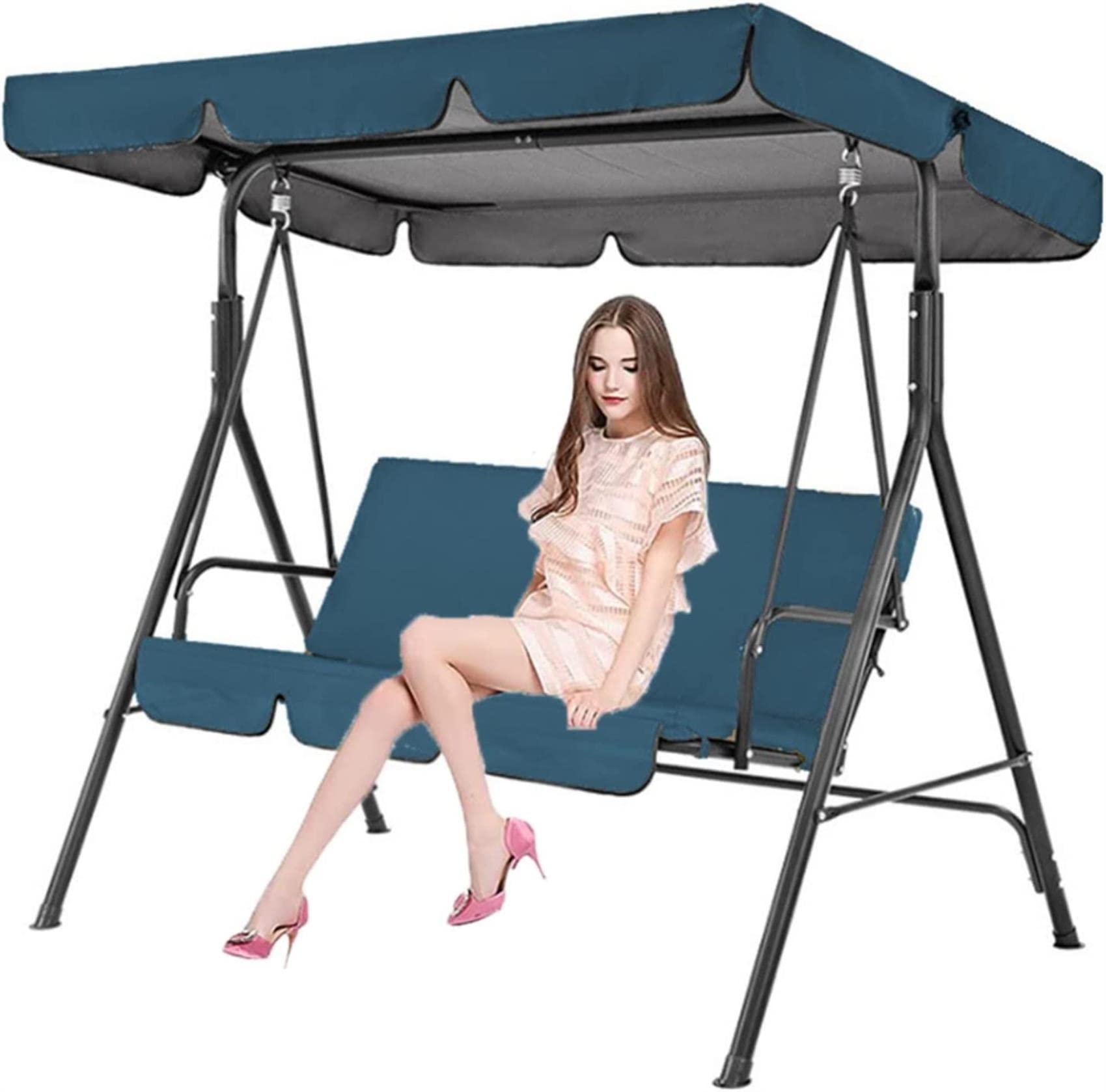 Patio Swing Canopy Waterproof Top Cover Set,210D Oxford Cloth Canopy Cover Universal Garden Swing Seat Canopy Replacement for Garden Patio