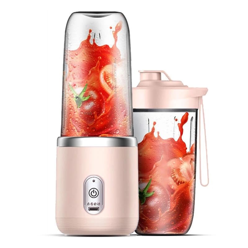 Compact Travel Kitchen Electric Blender: Mini Mixer, Juicer Machine & Smoothie Maker with Portable Blender Cup Bottle for Fresh Fruit Juice (Pink)