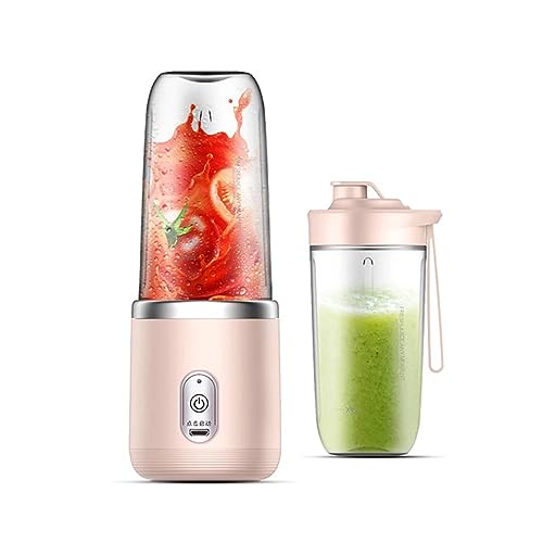 Compact Travel Kitchen Electric Blender: Mini Mixer, Juicer Machine & Smoothie Maker with Portable Blender Cup Bottle for Fresh Fruit Juice (Pink)
