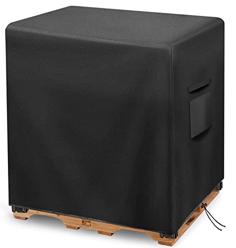 MRWiZMS 600D Heavy Duty Black Pallet Cover | Pallet Covers Fits Large Pallets Up to 48" x 60" x 48" | Waterproof,Weather Resistant, Rip-Proof, Anti-UV, Fade Resistant, with Adjustable Velcro Strap