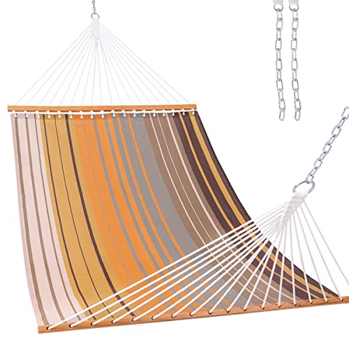 Lazy Daze Hammocks Quick Dry Hammock with Spreader Bar 2 Person Double Hammock with Chains Outdoor Outside Patio Poolside Backyard Beach 450 lbs Capacity Coffee