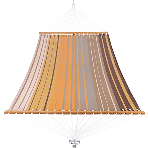 Lazy Daze Hammocks Quick Dry Hammock with Spreader Bar 2 Person Double Hammock with Chains Outdoor Outside Patio Poolside Backyard Beach 450 lbs Capacity Coffee