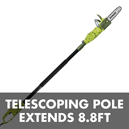 Sun Joe SWJ807E 10 inch 8.0 Amp Electric Convertible Pole Chain Saw, Green