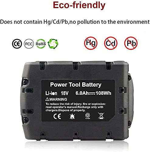 HERISKEER 2-Pack HIGH Output 6.0 Ah 18V Battery for Milwaukee M18 Battery 48-11-1820 48-11-1850 48-11-1860 48-11-1828 48-11-10 Power Batteries