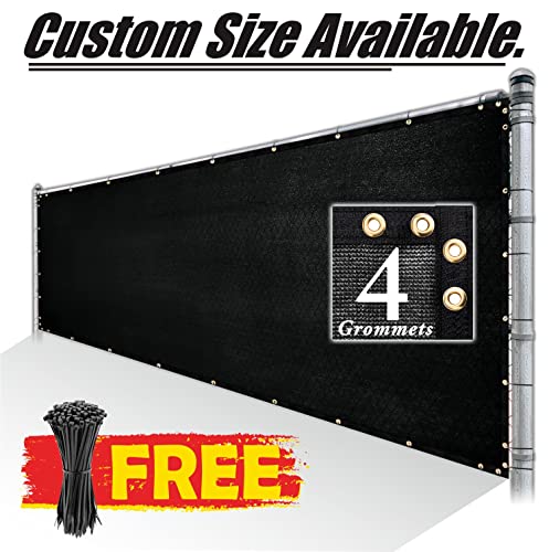 Royal Shade 6' x 50' Black Fence Privacy Screen Cover Windscreen with Heavy Duty Brass Grommets -Cable Zip Ties Include -Make Custom Size