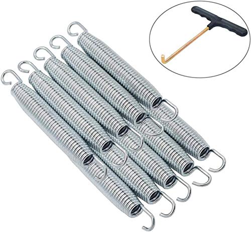 6.5 inch Spring,Galvanized Trampoline Springs a Set of 10packs with Hooks。, Thicker Steel Gauge for Durability. offering The Steel, The thickest Steel Guage,