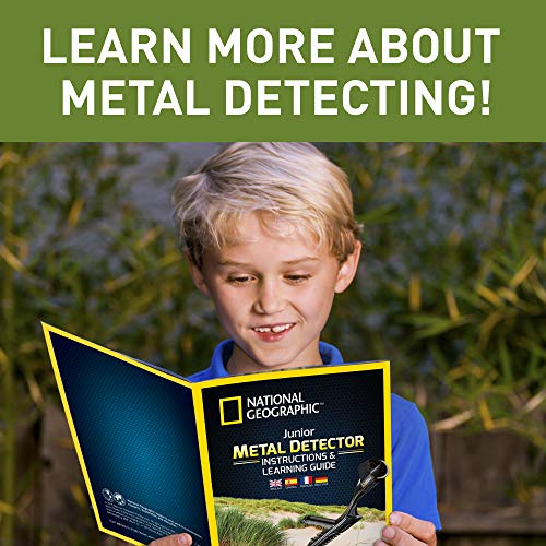 NATIONAL GEOGRAPHIC Junior Metal Detector - Adjustable Metal Detector for Kids with 7.5" Waterproof Dual Coil, Lightweight Design Great for Treasure Hunting Beginners