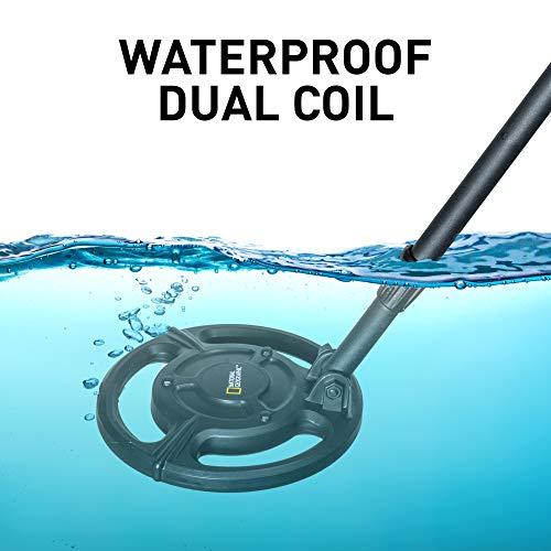 NATIONAL GEOGRAPHIC Junior Metal Detector - Adjustable Metal Detector for Kids with 7.5" Waterproof Dual Coil, Lightweight Design Great for Treasure Hunting Beginners