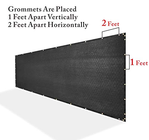 Royal Shade 6' x 50' Black Fence Privacy Screen Cover Windscreen with Heavy Duty Brass Grommets -Cable Zip Ties Include -Make Custom Size