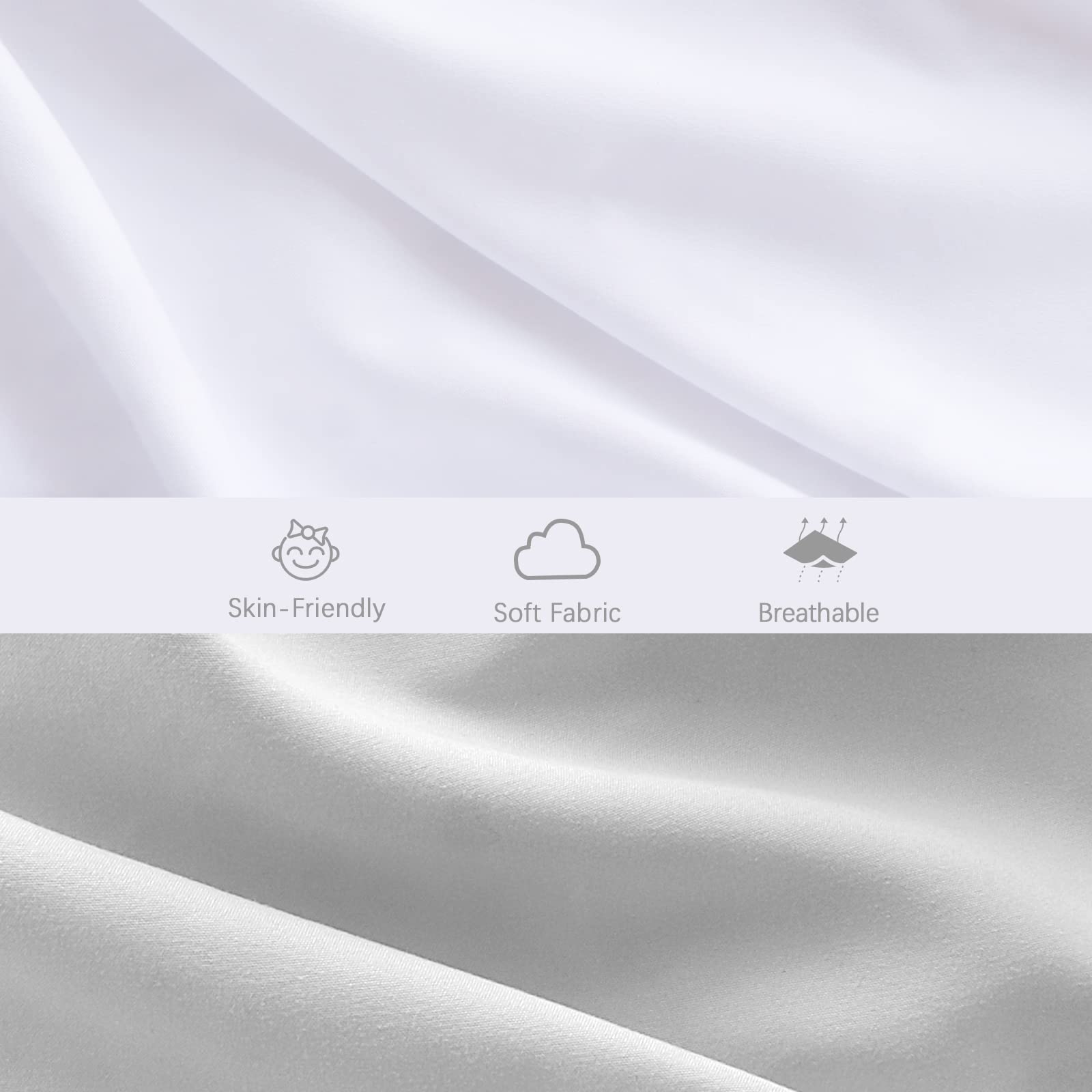 Baby Bassinet Sheets 4 Pack Compatible with SNOO Smart Sleeper and Chicco LullaGo Anywhere Portable Bassinet, Ultra Soft & Skin-Friendly, Grey and White