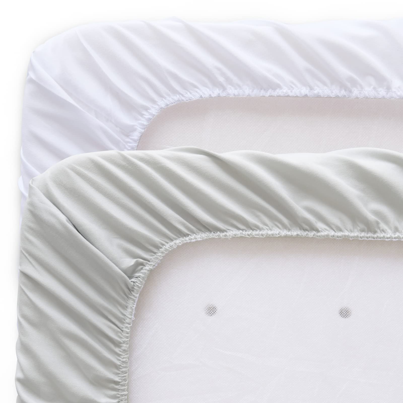 Baby Bassinet Sheets 4 Pack Compatible with SNOO Smart Sleeper and Chicco LullaGo Anywhere Portable Bassinet, Ultra Soft & Skin-Friendly, Grey and White