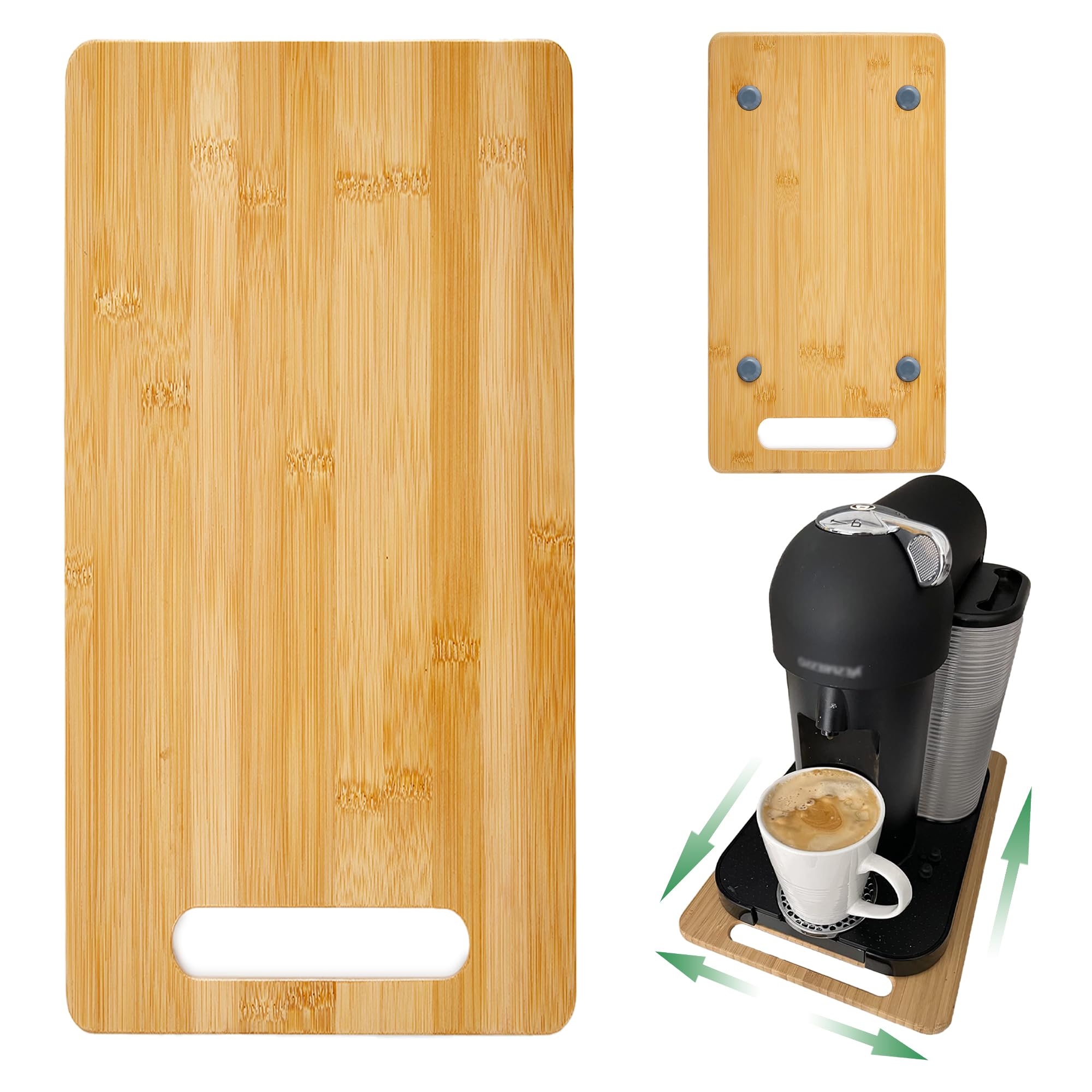 Appliances Slider Mat for Countertop & Under Cabinet,100% Bamboo Sliding Tray for Coffee Pot/Coffeemaker/Ice Maker/Air Fryer/Kitchen Aid Mixer etc,Simple Functional & 360° Easy Moving 7.5” X 14.5”in
