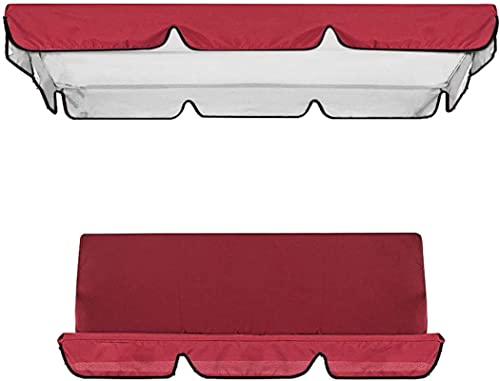 XYQSBY Patio Swing Canopy Set, 55.9 inches All Weather Protection Waterproof Top Cover, Swing Replacement Awning Canopy Covers for Swing Chair Outdoor Garden Furniture (Two-Seater Red)