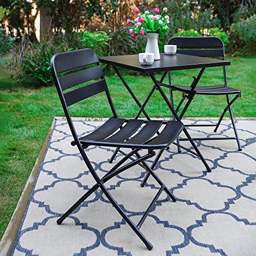 PHI VILLA Metal Steel Patio Dining Chairs Set of 2,Outdoor Bistro Chairs,Foldable Patio Dining Chairs for Garden,Backyard, Lawn, Porch, Poolside and Balcony,2 Packs