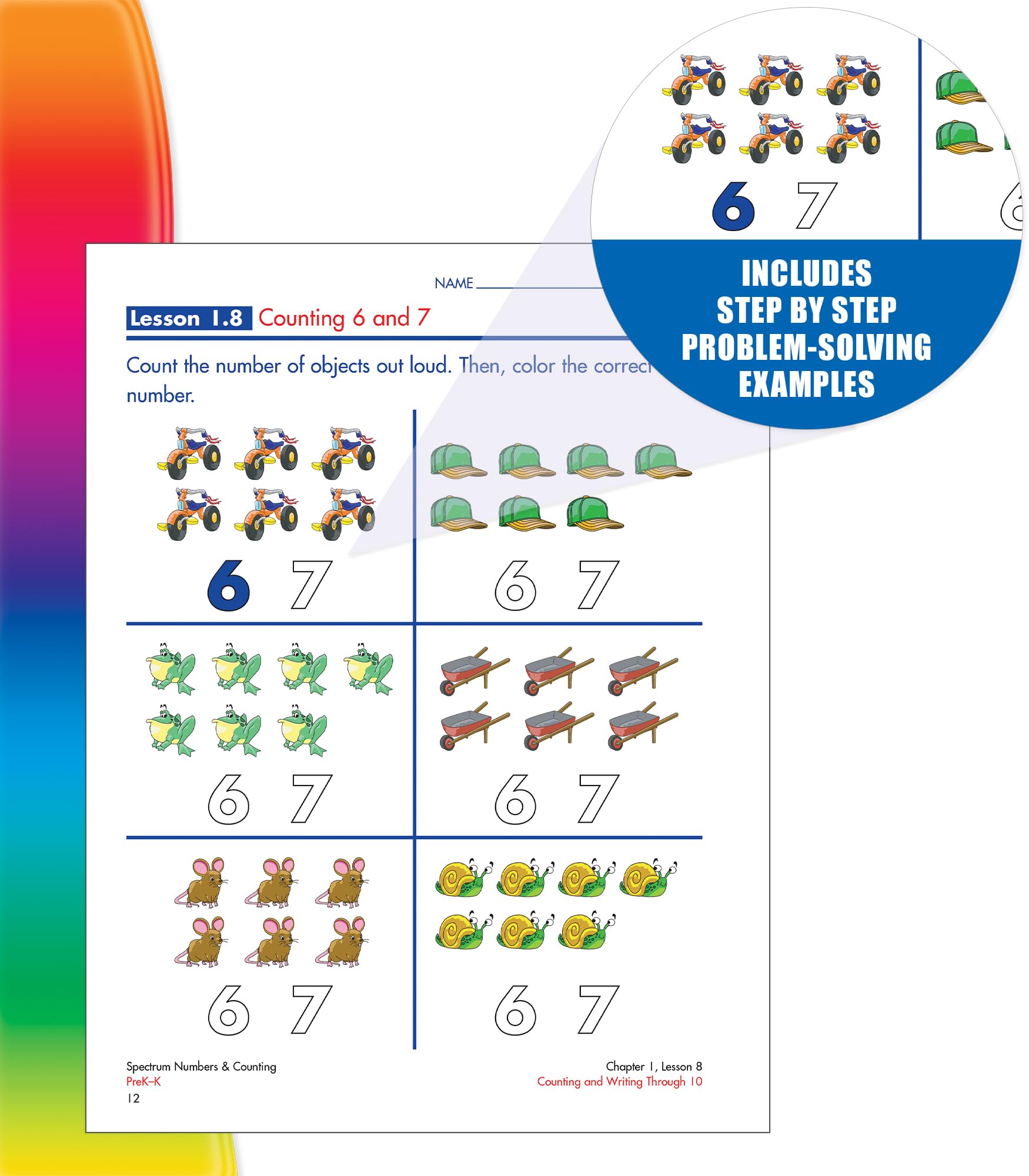 Spectrum Preschool Numbers and Counting Math Workbook, Ages 3 to 6, Preschool Math Numbers and Counting, Practice Writing Numbers 0-20, Comparing Numbers of Objects, and Counting to 100 - 96 Pages
