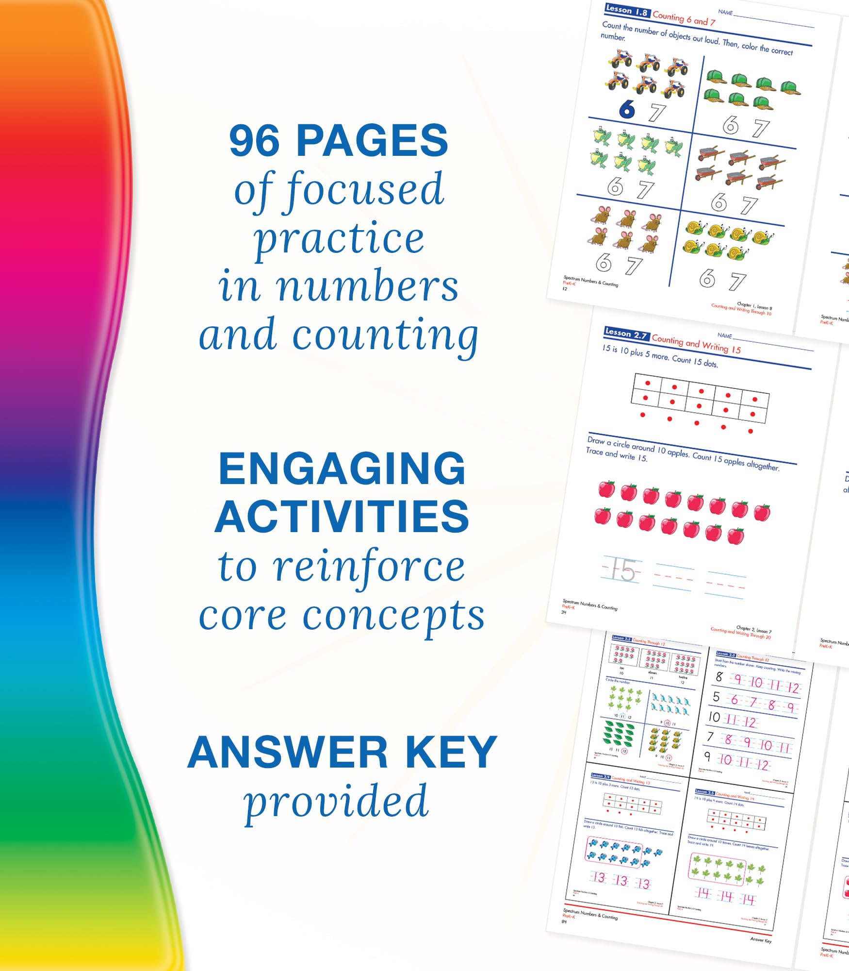 Spectrum Preschool Numbers and Counting Math Workbook, Ages 3 to 6, Preschool Math Numbers and Counting, Practice Writing Numbers 0-20, Comparing Numbers of Objects, and Counting to 100 - 96 Pages
