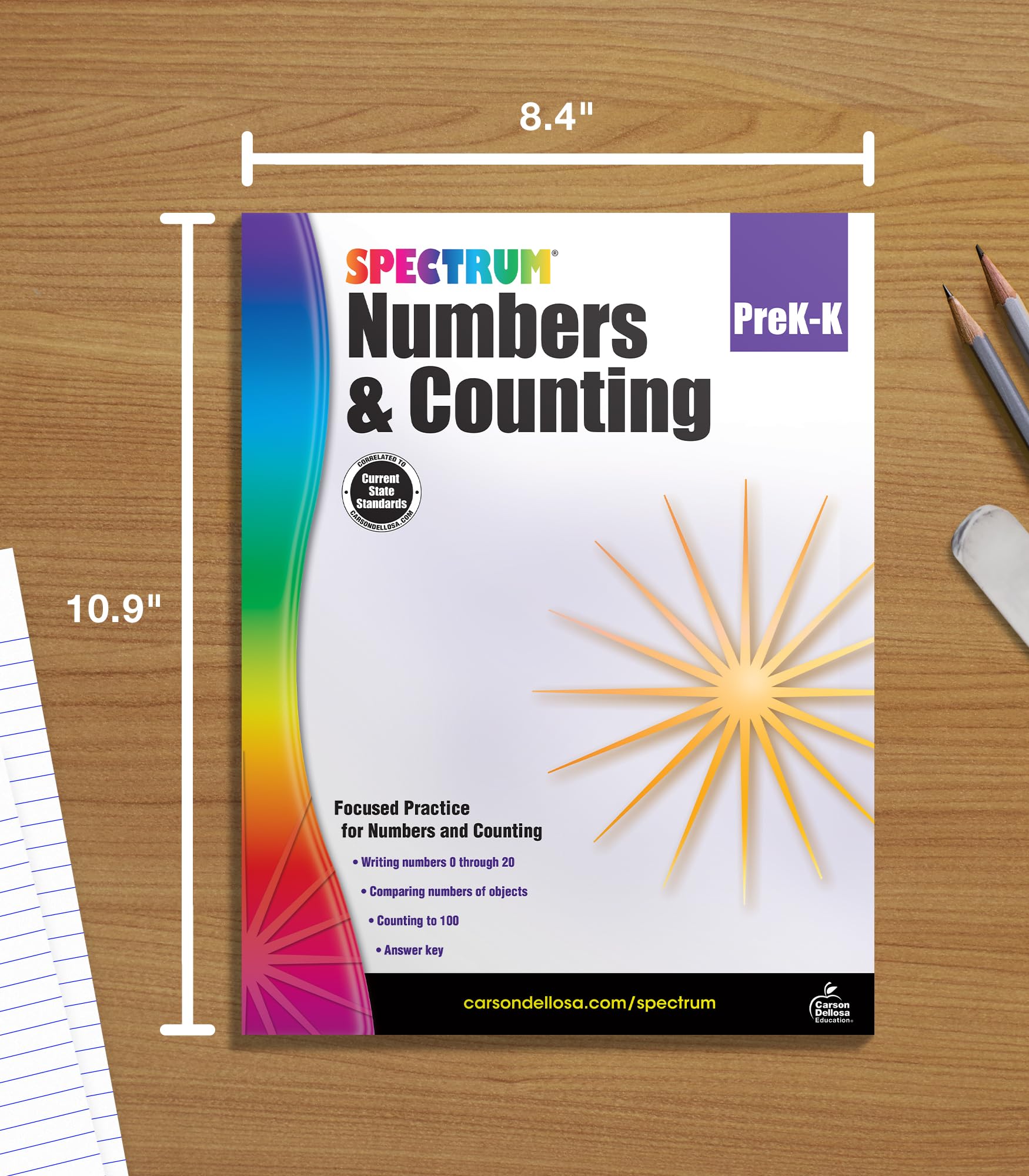 Spectrum Preschool Numbers and Counting Math Workbook, Ages 3 to 6, Preschool Math Numbers and Counting, Practice Writing Numbers 0-20, Comparing Numbers of Objects, and Counting to 100 - 96 Pages