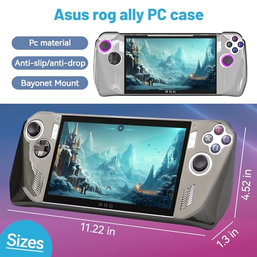 LUPAPA Clear Protective Case for Rog Ally with Kickstand, Transparent PC Crystal Protective case,Accessories for Rog Ally