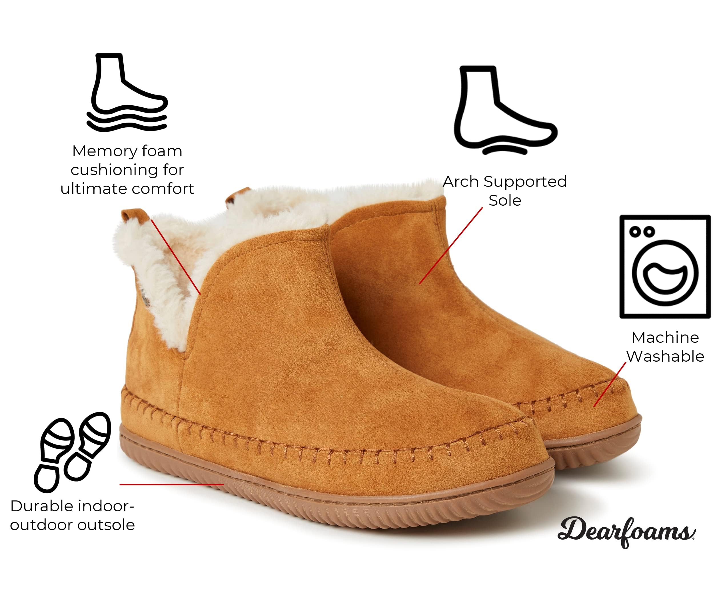 Dearfoams Alpine Men's Brixen Indoor/Outdoor Memory Foam Boot Slipper Ankle, Whiskey, 12-13