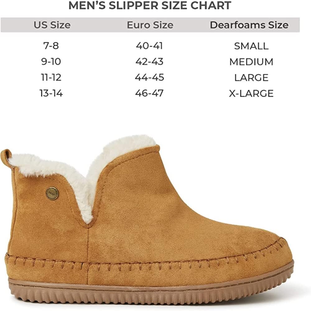 Dearfoams Alpine Men's Brixen Indoor/Outdoor Memory Foam Boot Slipper Ankle, Whiskey, 12-13
