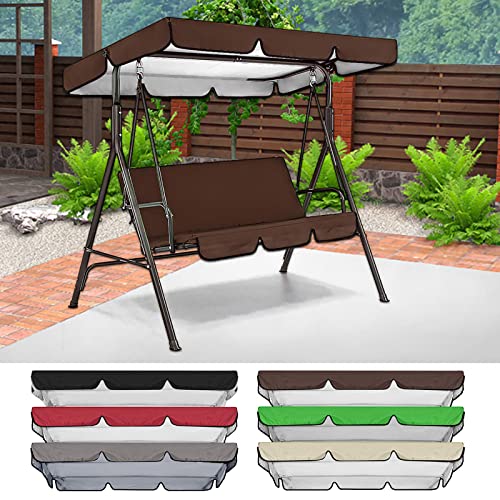 Patio Swing Canopy Cover Only 2-3 Seater Swing Chair Top Covers Waterproof Swing Canopy Replacement Outdoor Garden Courtyard Porch Sunscreen Protection Cover for Seat Furniture (Beige, 78.4Ă52 in)
