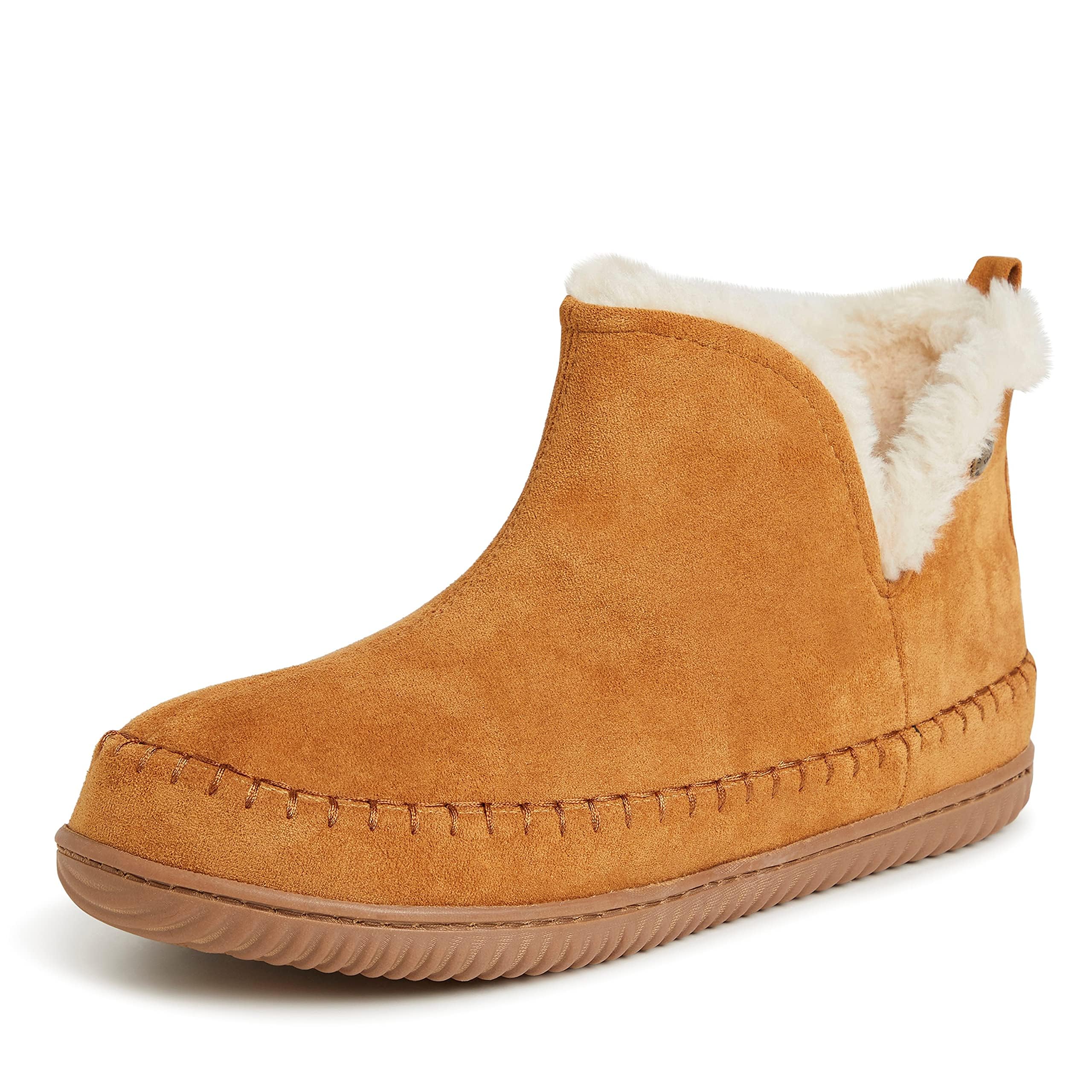 Dearfoams Alpine Men's Brixen Indoor/Outdoor Memory Foam Boot Slipper Ankle, Whiskey, 12-13