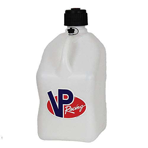 VP Racing Fuels 5-Gallon Motorsport Racing Liquid Fuel Jug Utility Can Container and Deluxe 14-Inch Hose with Hose Cap and Rubber Gasket, White