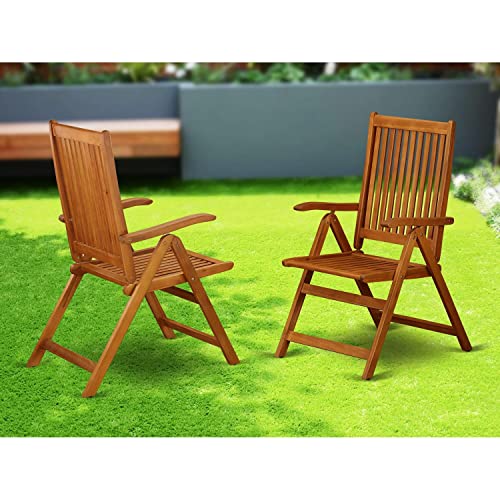 East West Furniture BCNC5NA Outdoor Folding arm Chair, Natural Oil